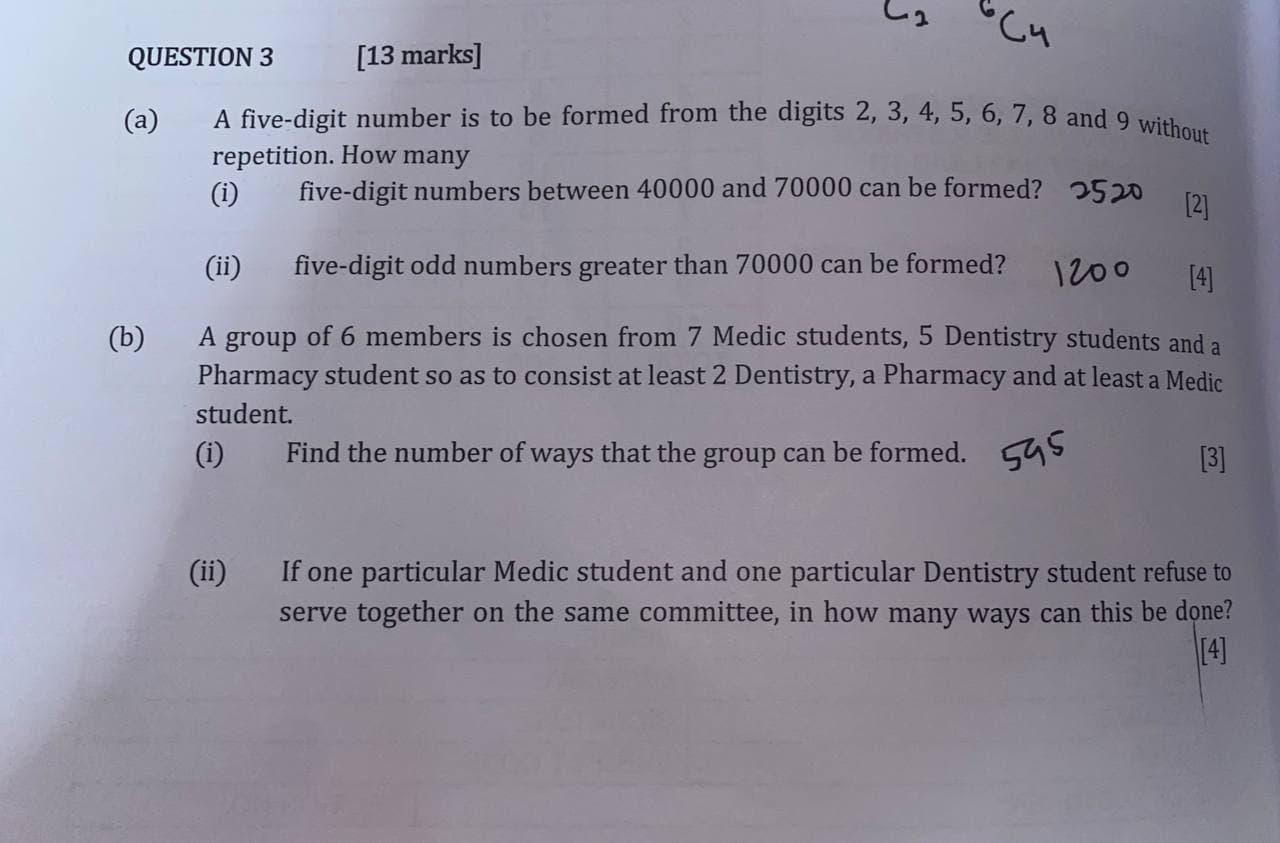 Solved Cu QUESTION 3 [13 marks] (a) A five-digit number is | Chegg.com