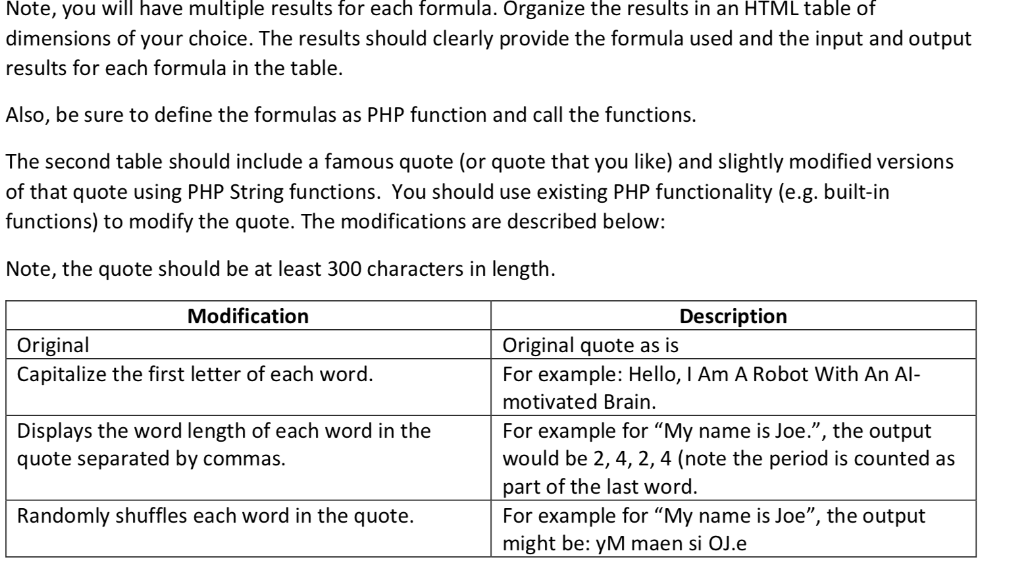 Create your own Web page that uses both HTML and PHP | Chegg.com
