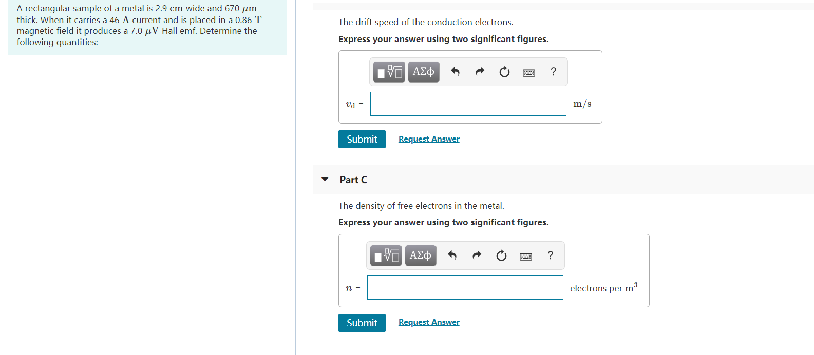 Solved A rectangular sample of a metal is 2.9 cm wide and | Chegg.com