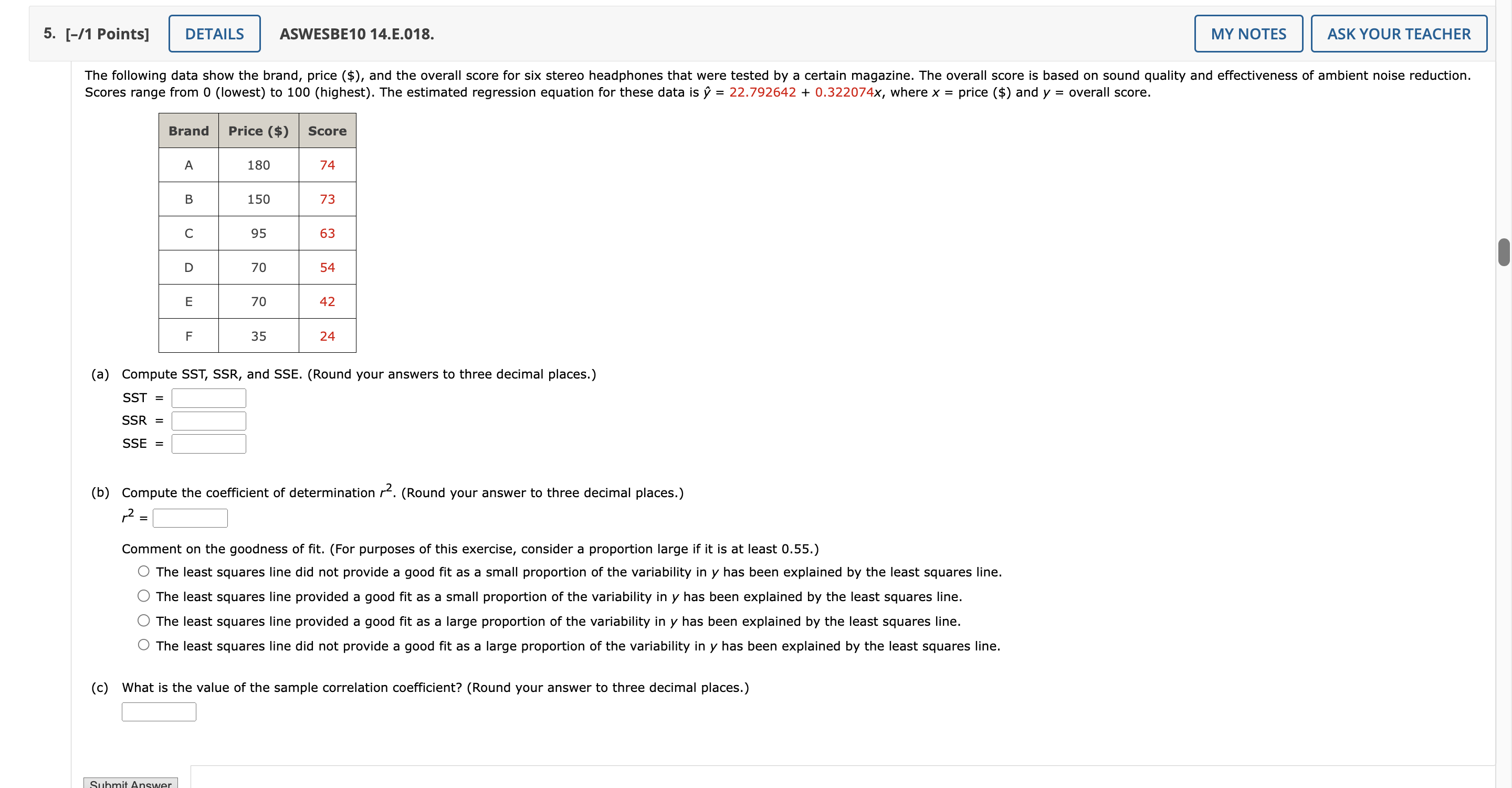 Solved (a) Compute SST, SSR, and SSE. (Round your answers to | Chegg.com Solved (a) Compute SST, SSR, and SSE. (Round your answers to | Chegg.com