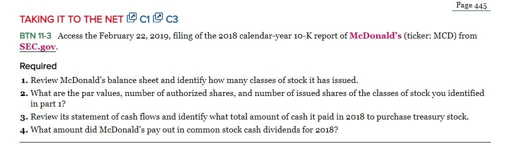 Solved BTN 11-3 Access the February 22, 2019, filing of the | Chegg.com