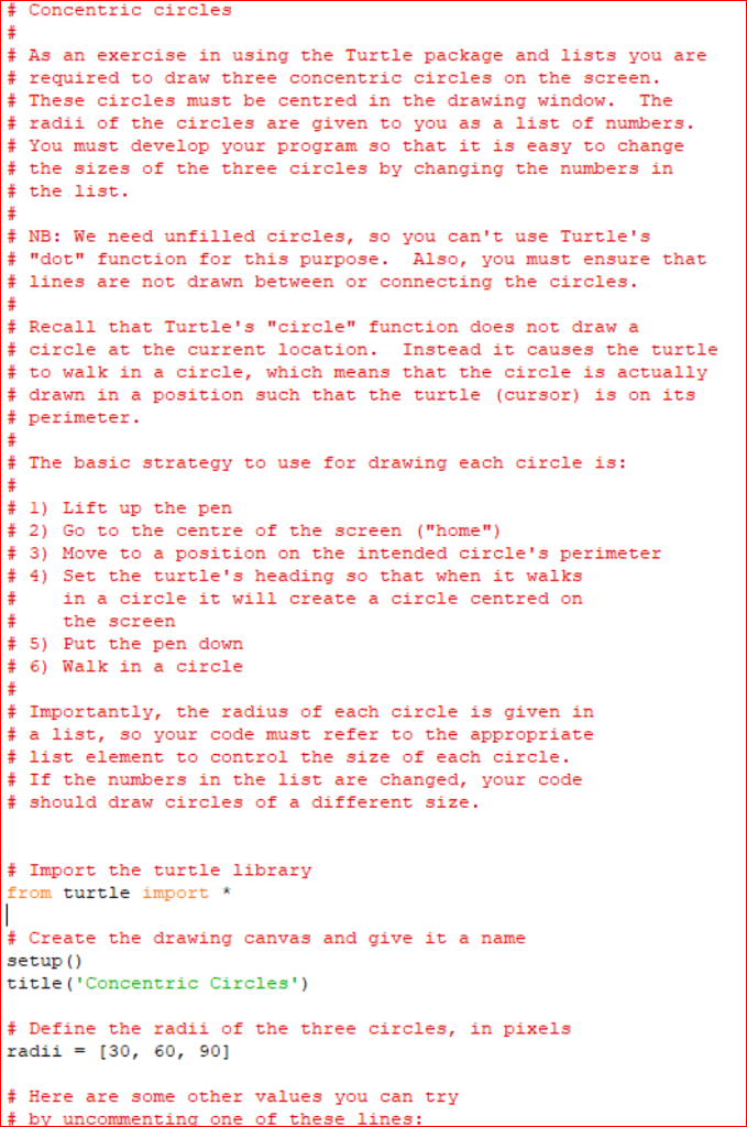 Solved # Concentric circles # As an exercise in using the | Chegg.com