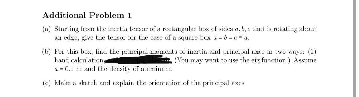 Solved Additional Problem 1 (a) Starting from the inertia | Chegg.com