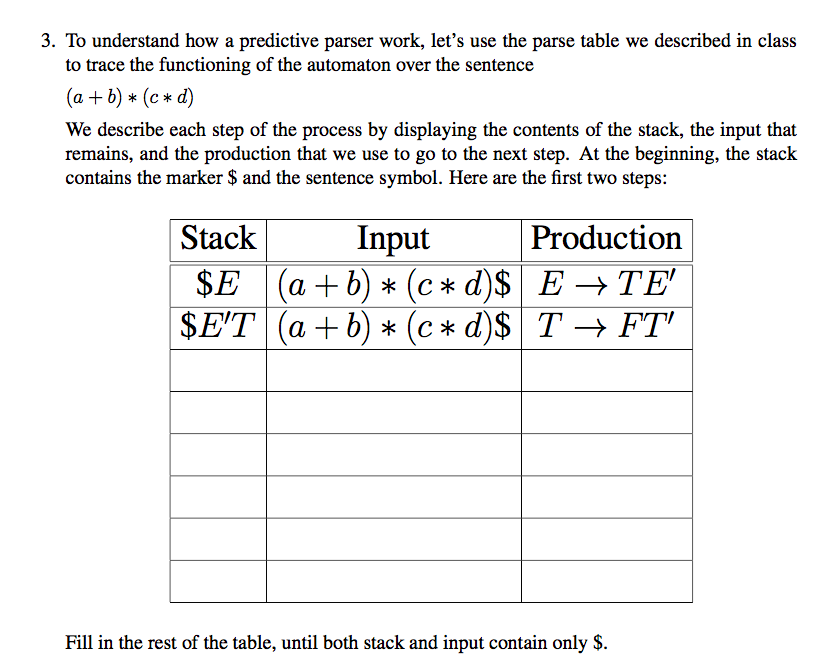 3. To understand how a predictive parser work, let's | Chegg.com