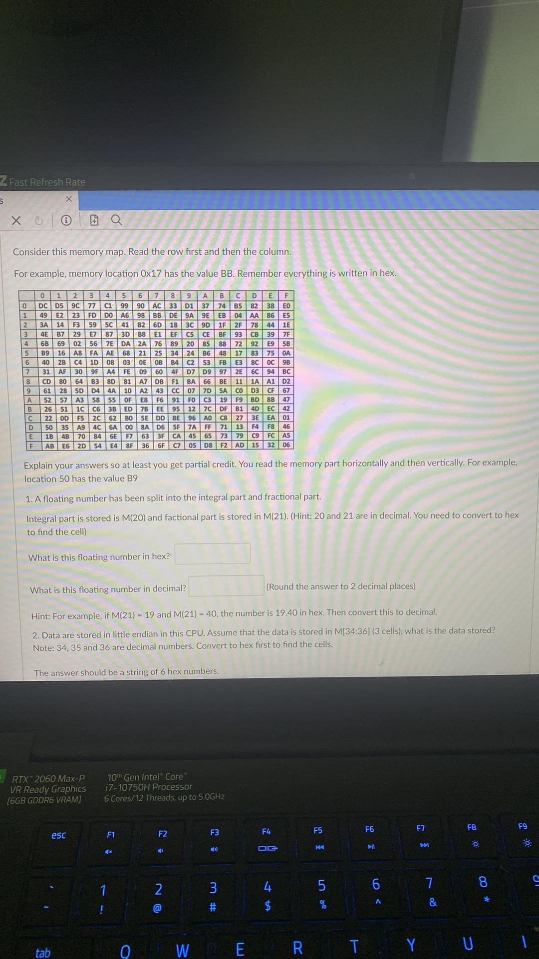 Solved Consider this memory map. Read the row first and then | Chegg.com