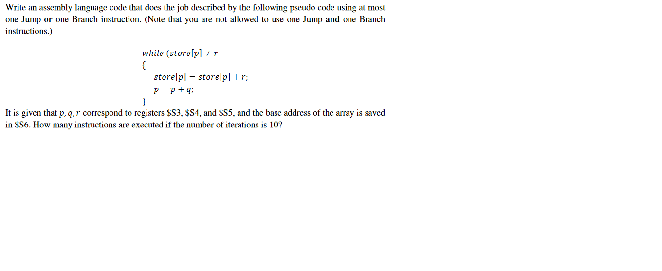Solved Write an assembly language code that does the job | Chegg.com