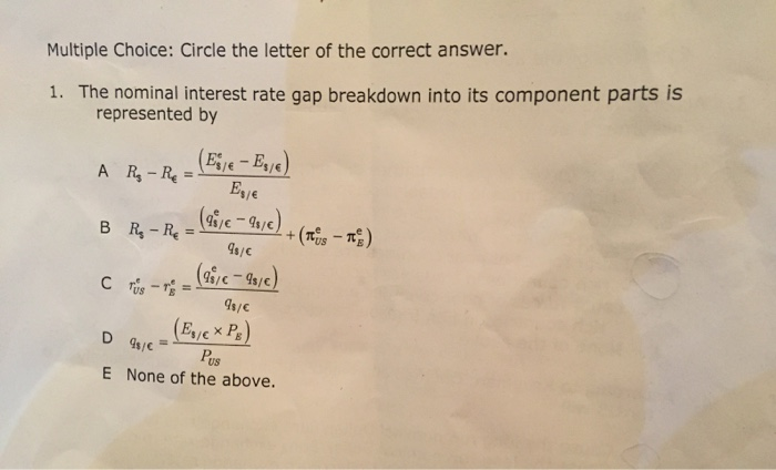 Solved Multiple Choice: Circle the letter of the correct | Chegg.com