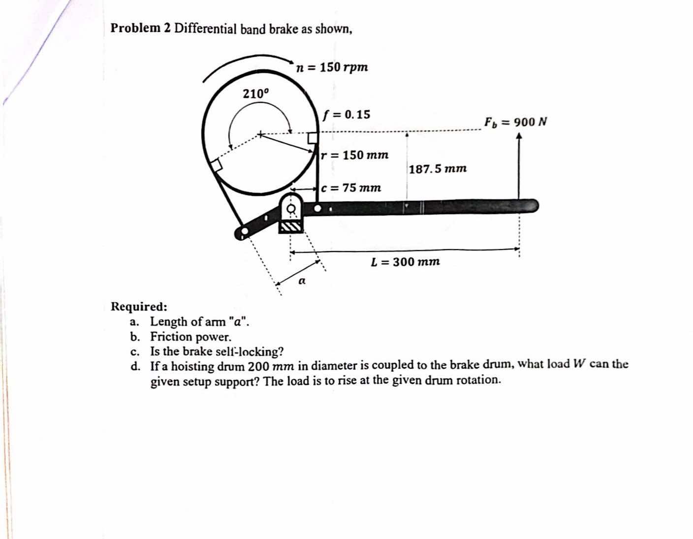 Solved Problem 2 ﻿Differential band brake as | Chegg.com