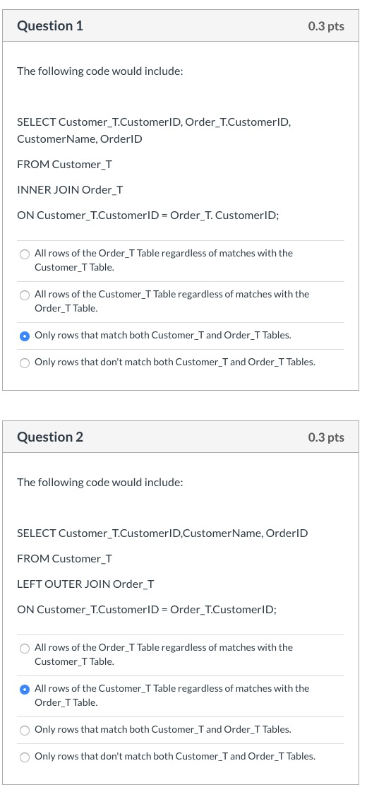 Solved Question 1 0.3 pts The following code would include: | Chegg.com