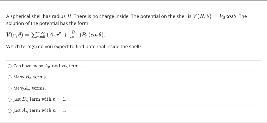 Solved A spherical shell has radius R. There is no charge | Chegg.com