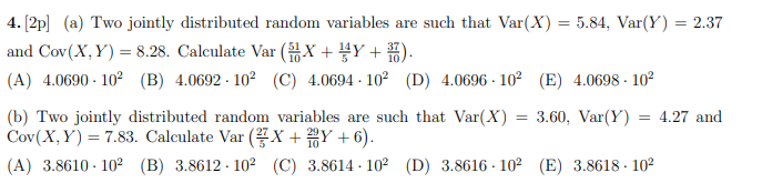 Solved 4. [2] (a) Two jointly distributed random variables | Chegg.com