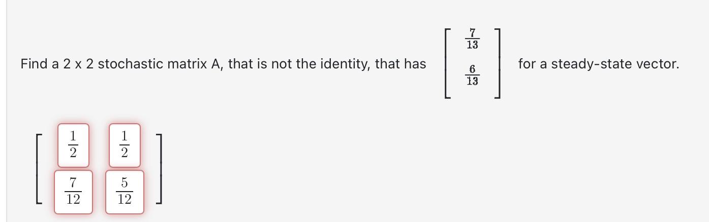 Solved Find a 2×2 stochastic matrix A, that is not the | Chegg.com