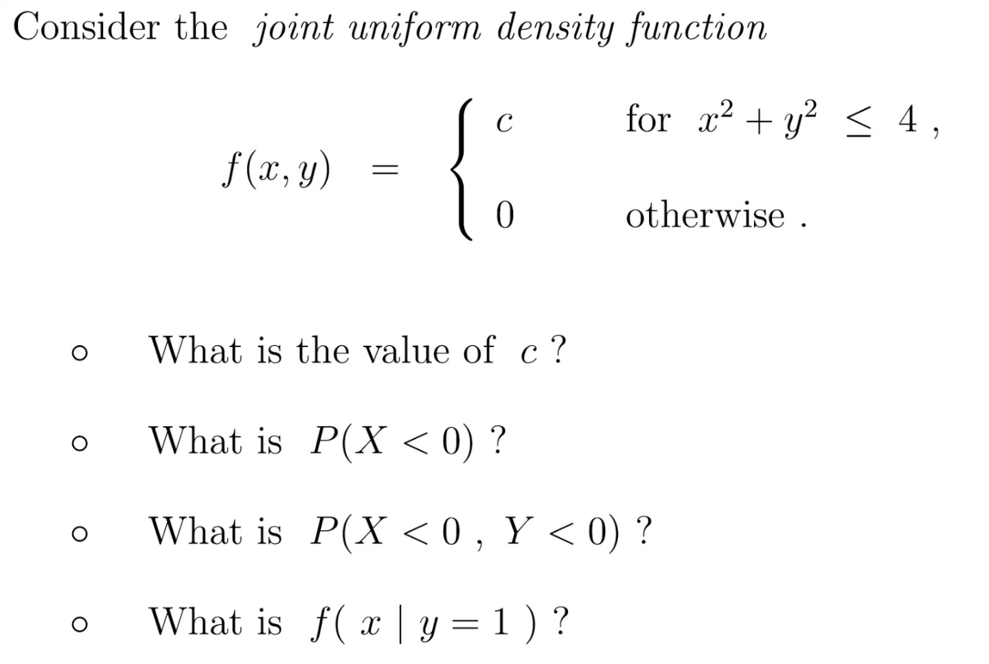 Solved Consider the joint uniform density function С for x2 | Chegg.com