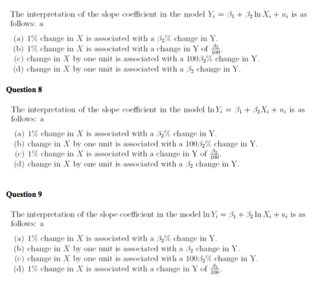 Solved The interpretation of the slope coefficient in the | Chegg.com