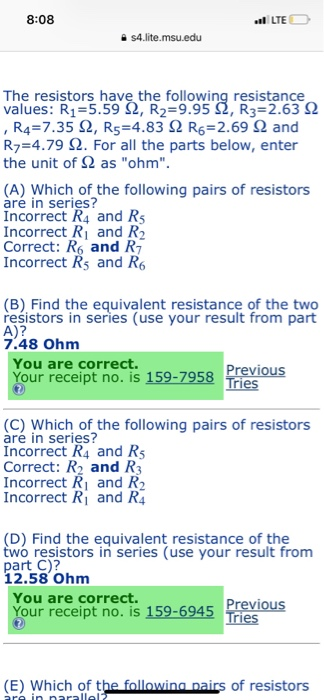 Solved Consider the following resistor circuit. R4 R6 2 | Chegg.com