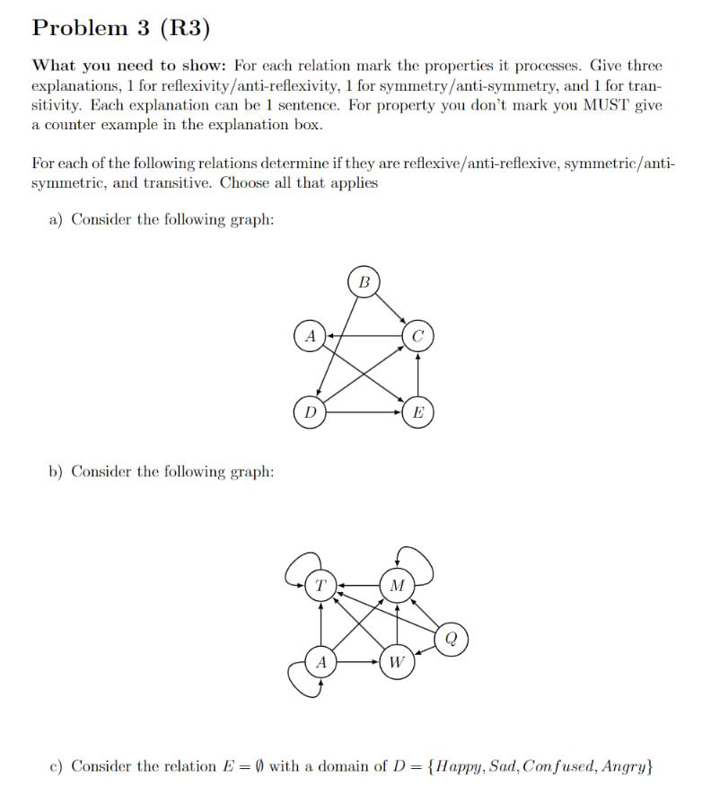 Problem 3 (R3)What you need to show: For each | Chegg.com