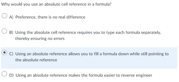 Solved When Formatting A Cell As An Absolute Reference Or 