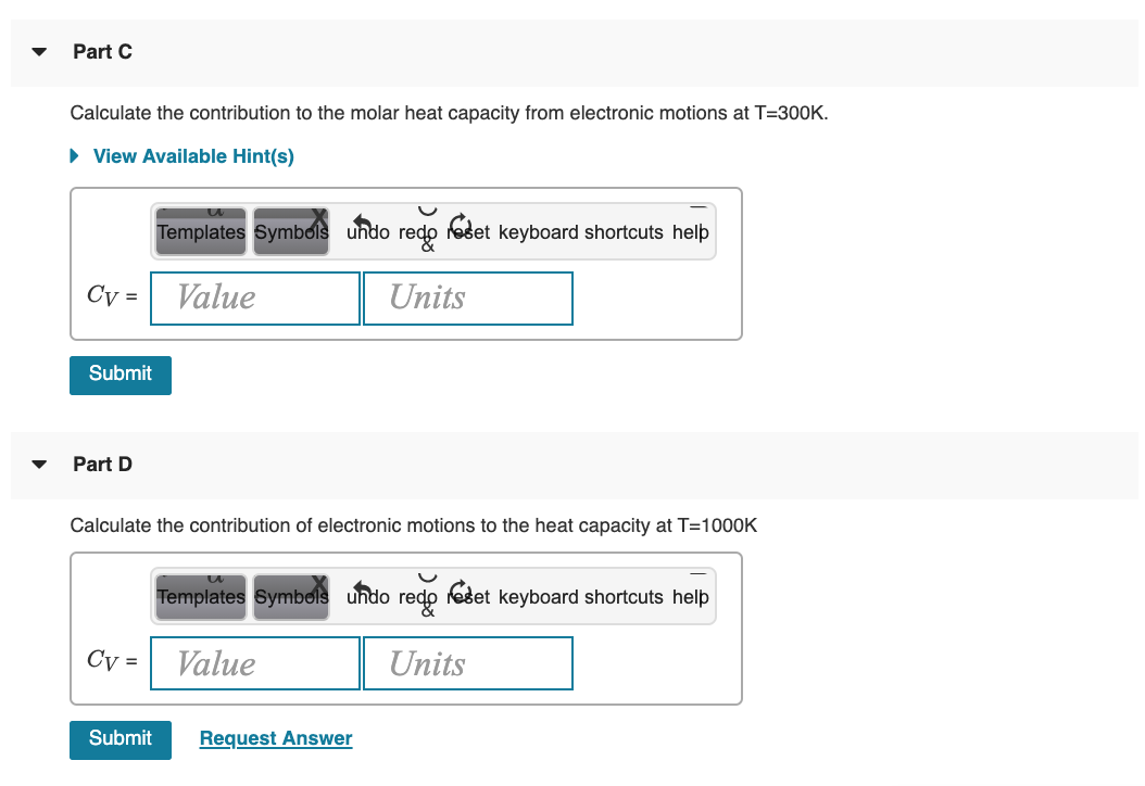 Electronic Heat Capacity of Atoms 2020-03-07 ☺ 3 of 6 | Chegg.com