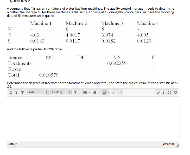 Solved QUESTION 2 A company that fills gallon containers of | Chegg.com