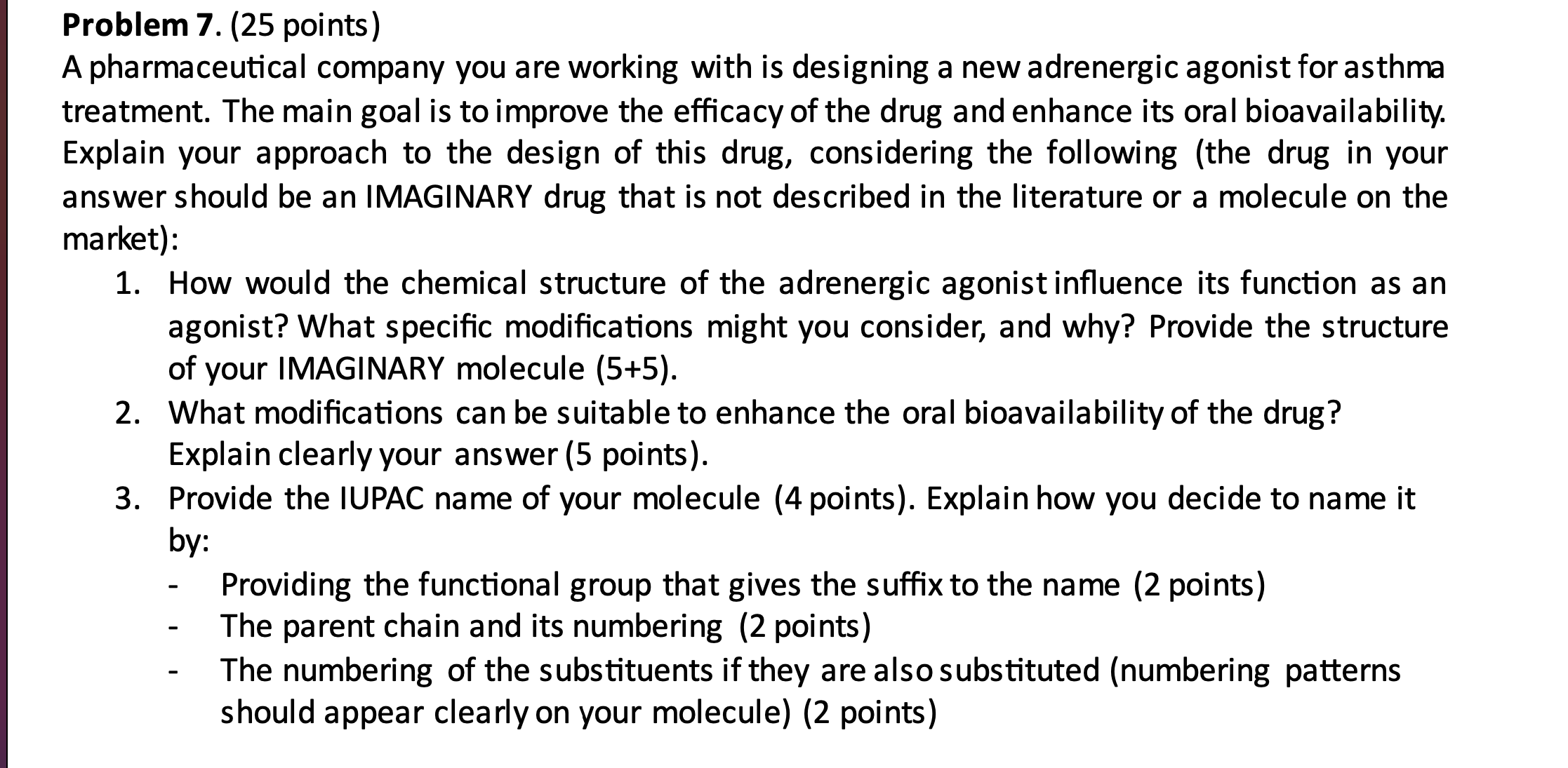 Solved Problem 7. ( 25 points) A pharmaceutical company you | Chegg.com