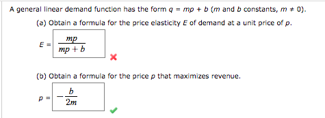 Solved A general linear demand function has the form q = | Chegg.com