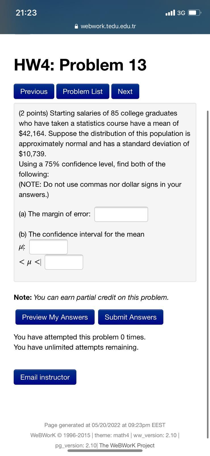 Solved ... 36 21:23 webwork.tedu.edu.tr HW4: Problem 13 | Chegg.com