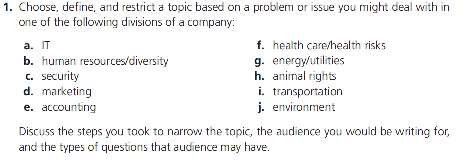 Solved Choose, define, and restrict a topic based on a | Chegg.com