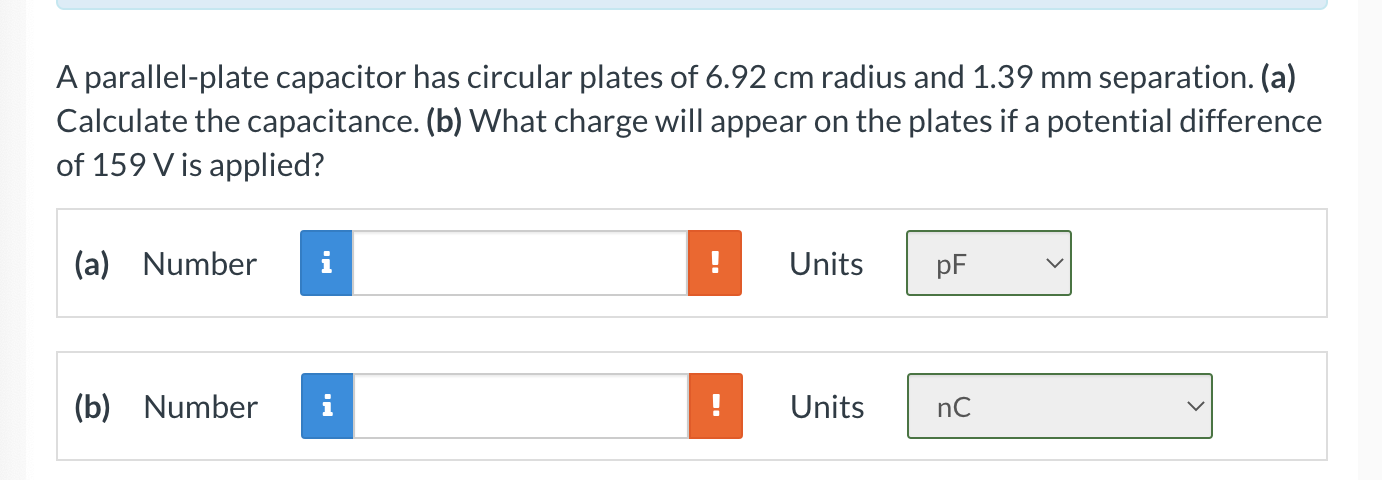 Solved A parallel-plate capacitor has circular plates of | Chegg.com