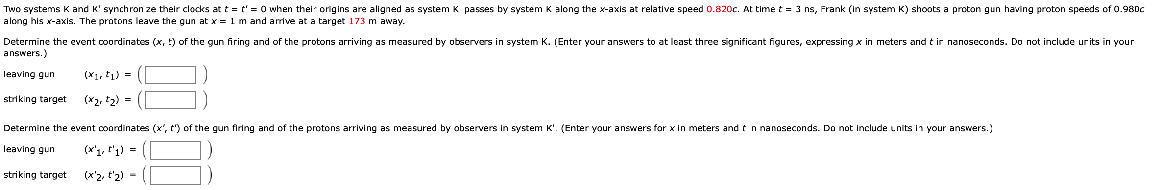 Solved Two systems K and K' synchronize their clocks at t = | Chegg.com