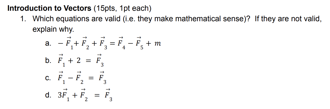Solved Introduction to Vectors (15pts, 1pt each) 1. Which | Chegg.com