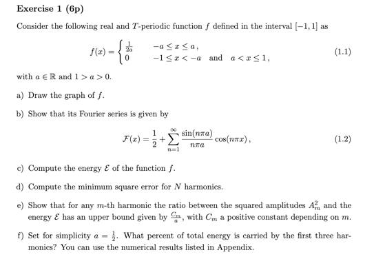 Solved -{ 20 Exercise 1 (6p) Consider the following real and | Chegg.com