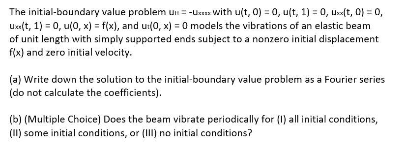 Solved The initial-boundary value problem Utt = -Uxxxx with | Chegg.com
