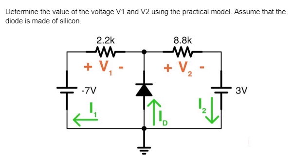 Solved Determine the value of the voltage V1 and V2 using | Chegg.com