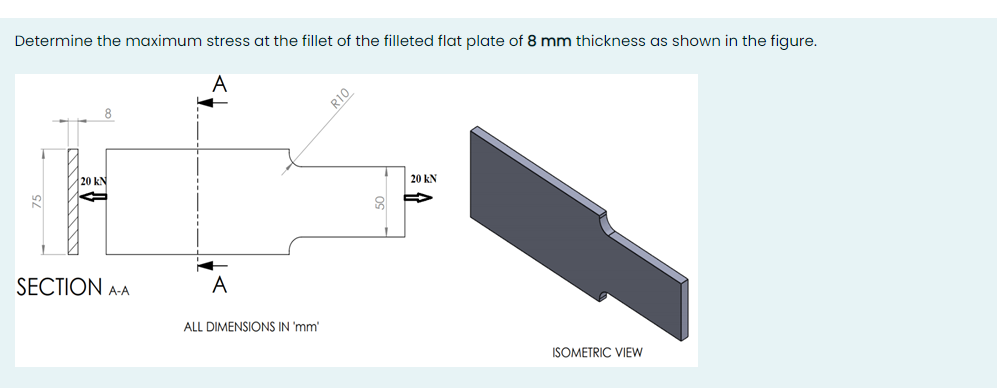 Solved Determine the maximum stress at the fillet of the | Chegg.com