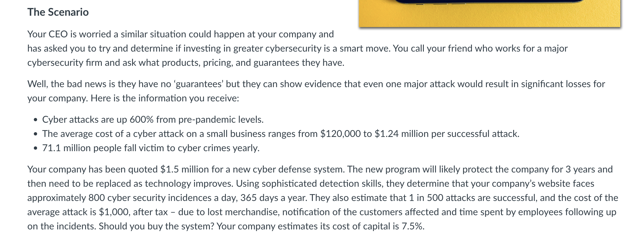 Your CEO is worried a similar situation could happen | Chegg.com