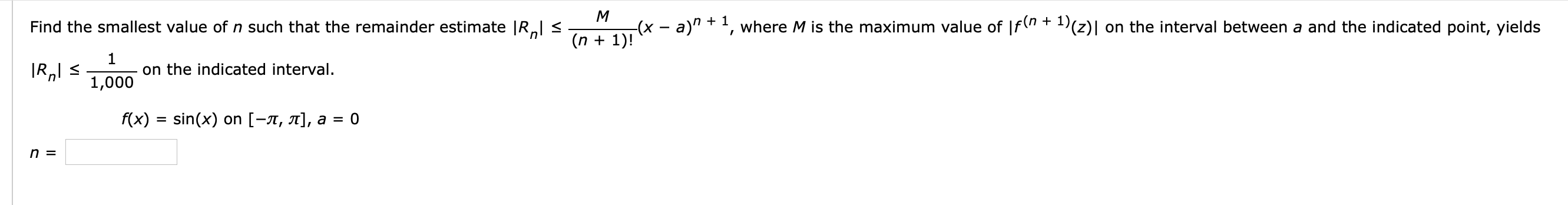 Solved M Find the smallest value of n such that the | Chegg.com