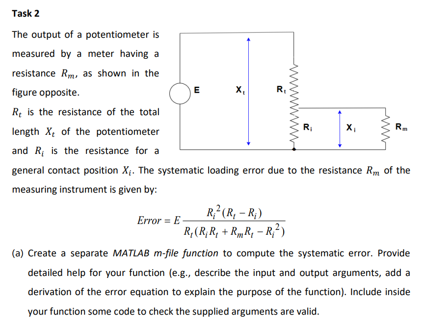 Solved Task 2 The output of a potentiometer is measured by a | Chegg.com