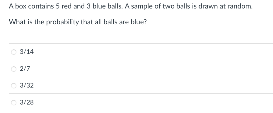 Solved A box contains 5 red and 3 blue balls. A sample of | Chegg.com