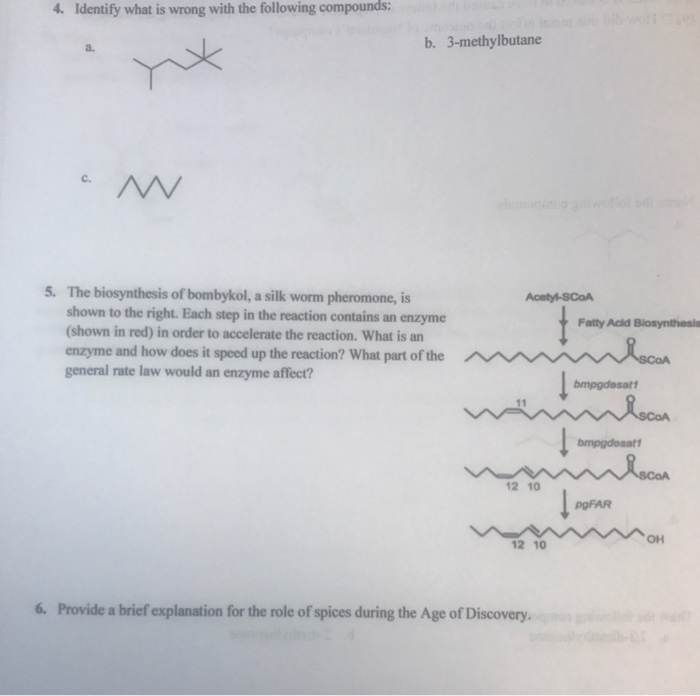 Solved 4. Identify what is wrong compounds: the following | Chegg.com