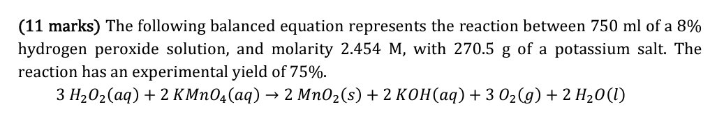 [Solved]: a) Calculate the density of the hydrogen peroxide