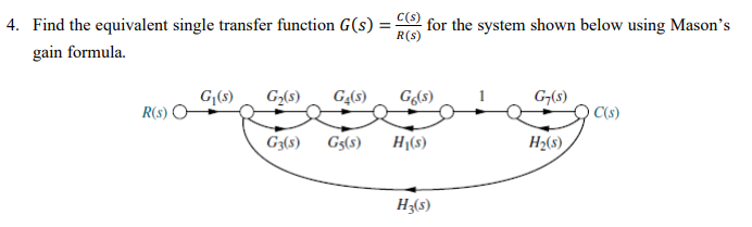 Solved 4. Find the equivalent single transfer function | Chegg.com