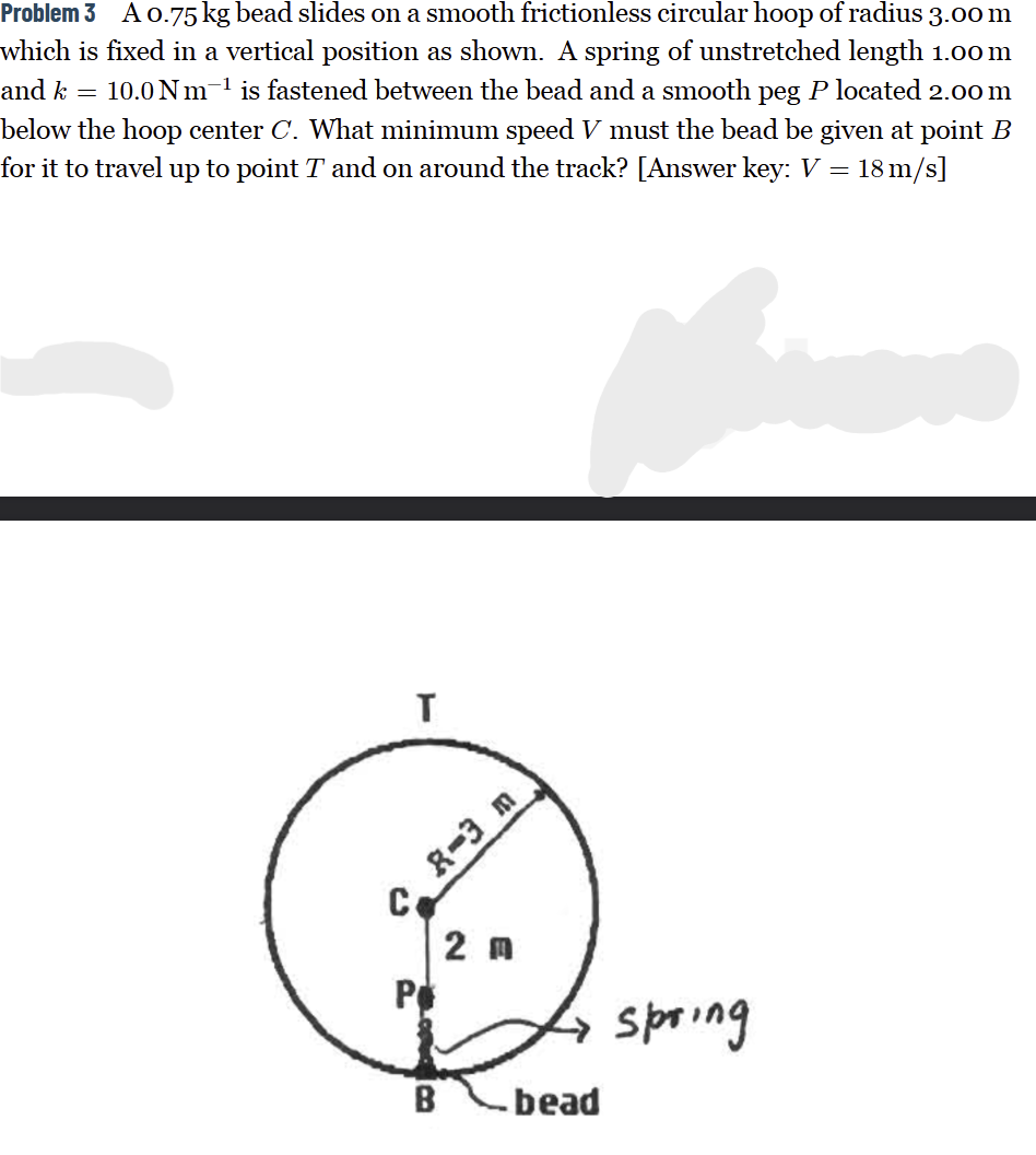 Solved Problem 3 ﻿A 0.75 ﻿kg bead slides on a smooth | Chegg.com