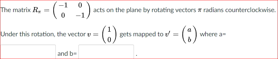 Solved The matrix R ( 성요 0 -1 acts on the plane by rotating | Chegg.com