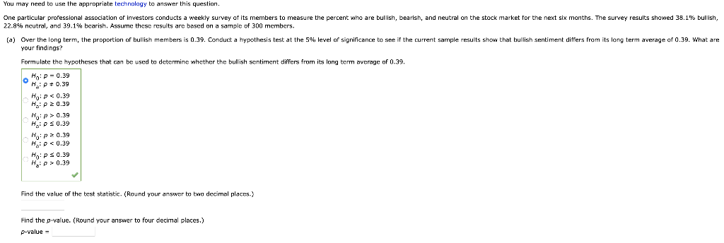 Solved (b) Over the long term, the proportion of bearish | Chegg.com