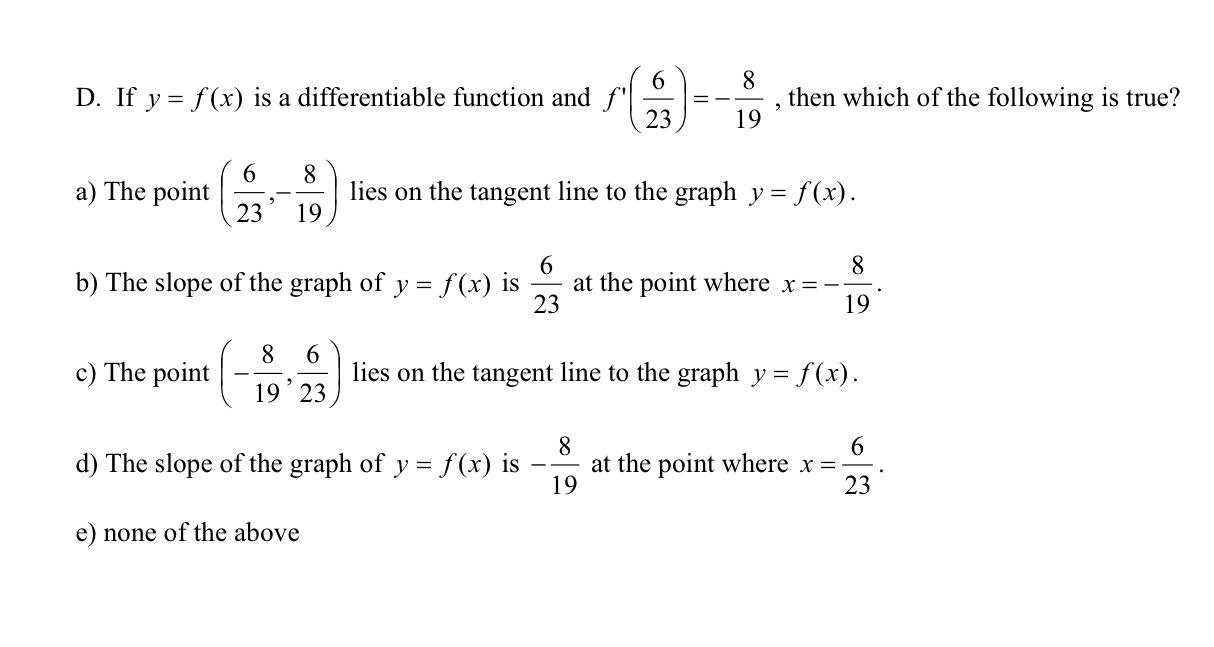 Solved D. If y=f(x) is a differentiable function and | Chegg.com