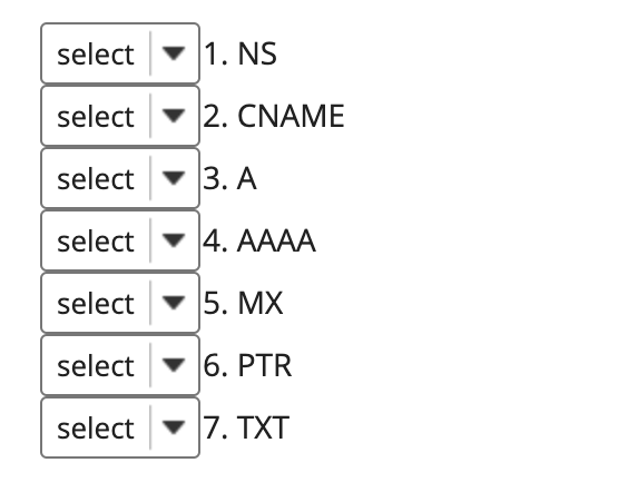 Solved Match The Dns Record Type With Its Description A