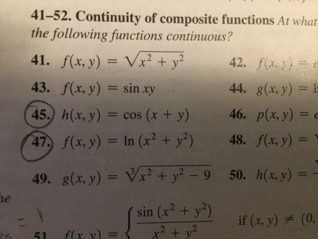 Solved 41-52. Continuity of composite functions At what the | Chegg.com