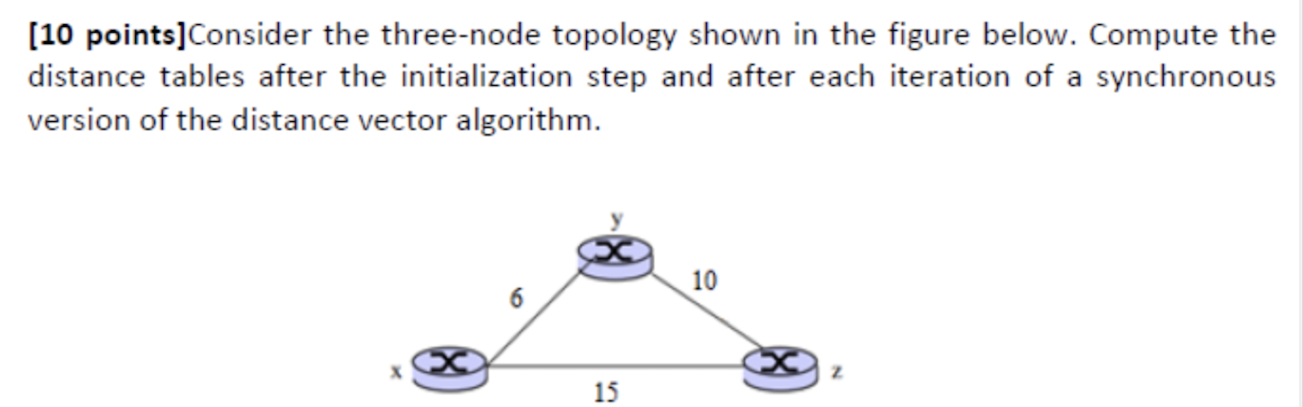 Solved (10 points]Consider the three-node topology shown in | Chegg.com
