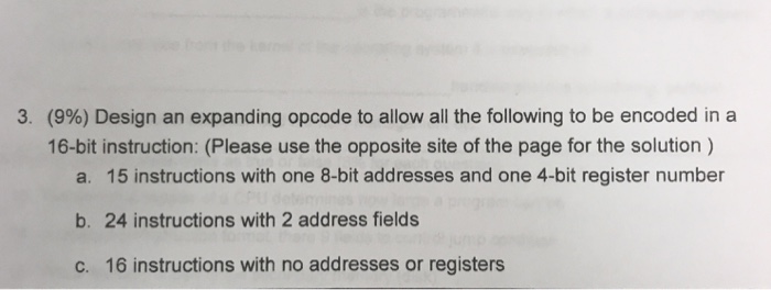 Solved 3 9 Design An Expanding Opcode To Allow All The 