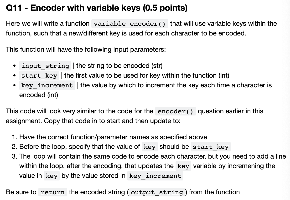 Q11 - Encoder with variable keys (0.5 points) Here we | Chegg.com
